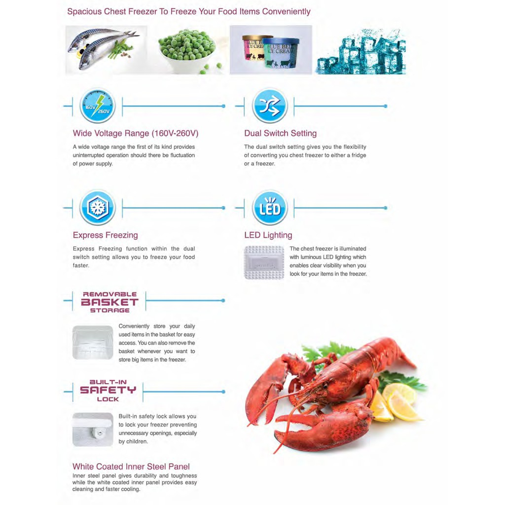Sharp Chest Freezer 220L With LED Peti Freezer Murah Deep Freezer Mini ...