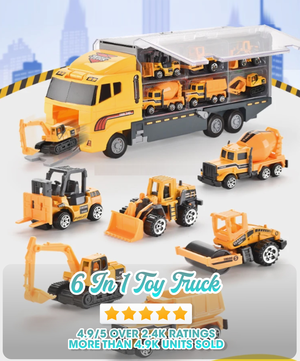 [Clearance] 6 in 1 Truck Toys Car Vehicle Kereta Mainan Budak Lorry ...