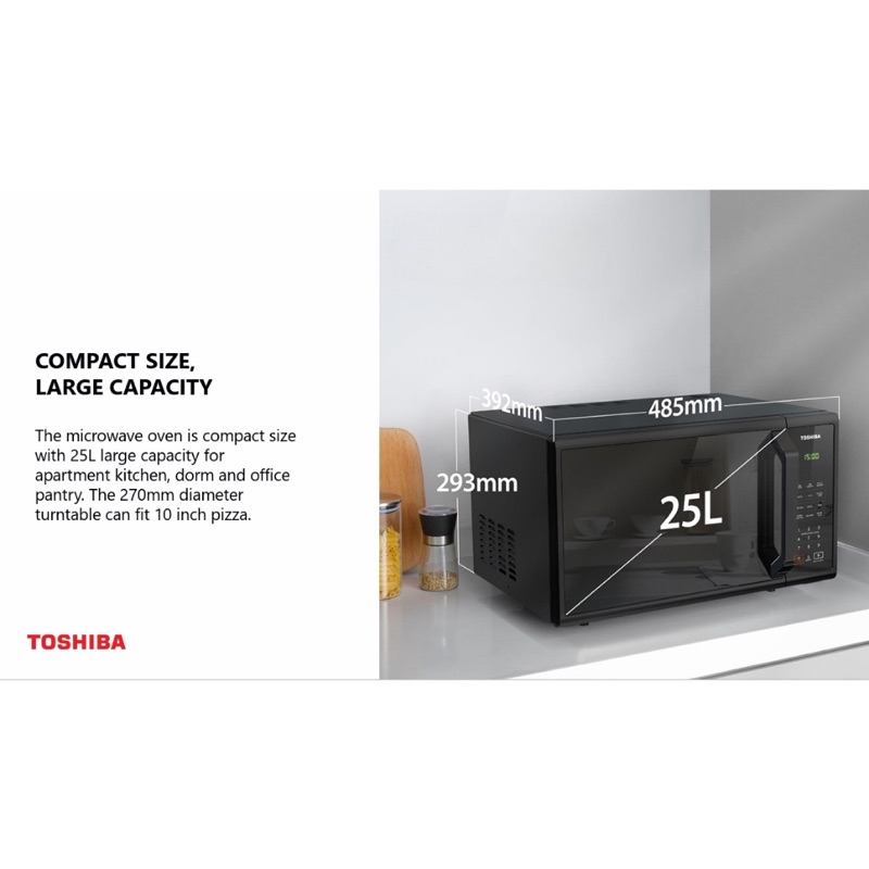 Toshiba Microwave Oven 25L Capacity MM-EM25PF(BM) | Shopee Malaysia
