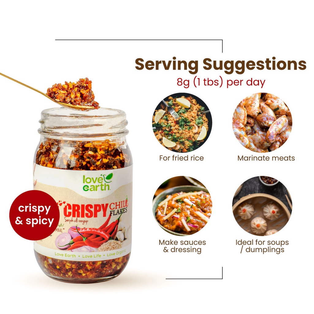 LOVE EARTH Crispy Chili Flakes Chili Flake Cili Kering FITSAMBAL Sambal ...