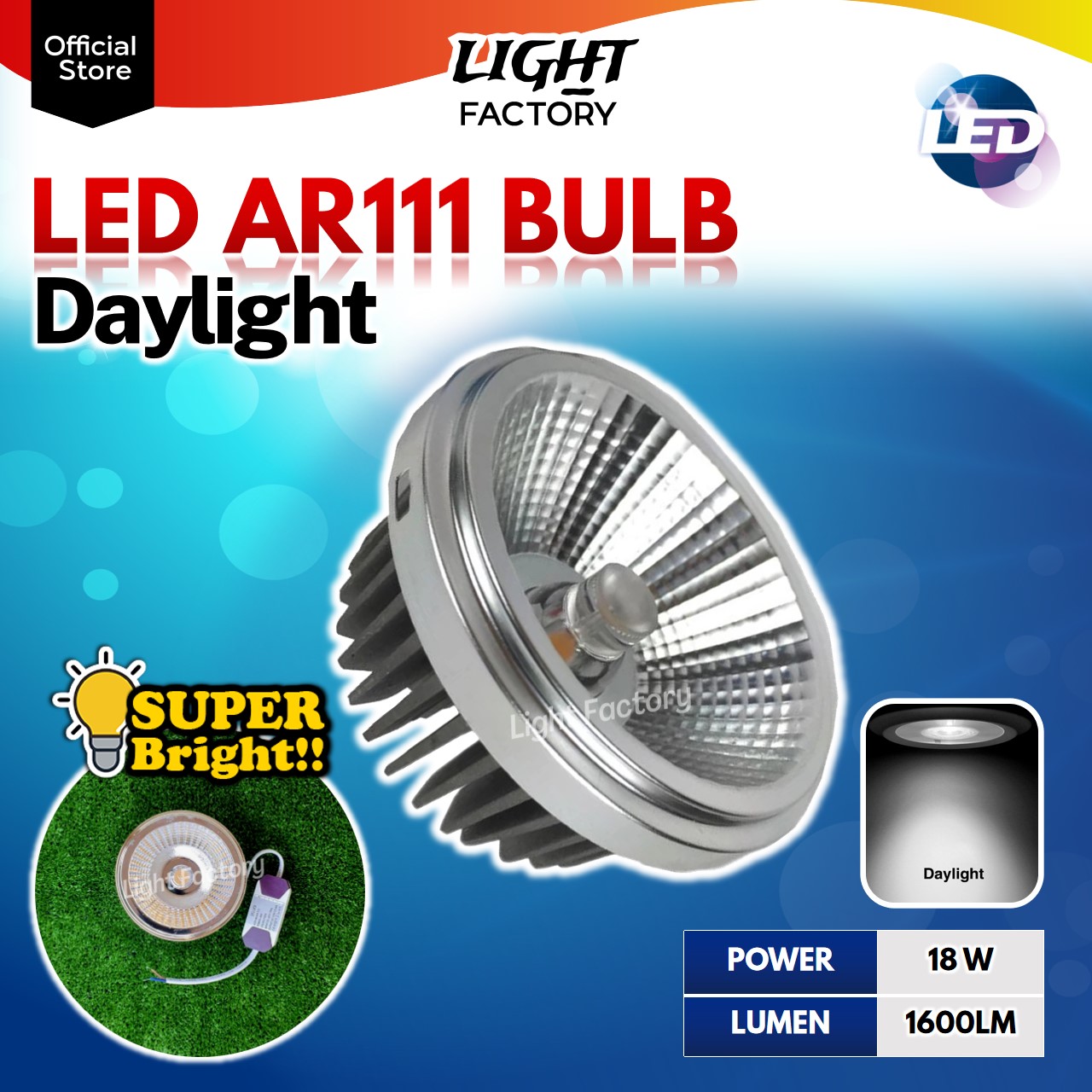 AR111 LED Bulb 18W 2 Years warranty Daylight 6400k / Warmwhite 2700k ...