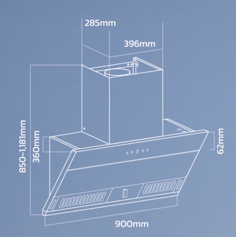 Elba Designer Cooker Hood 2200M3/HR EH-Q9690DC(BK)Gesture Motion ...