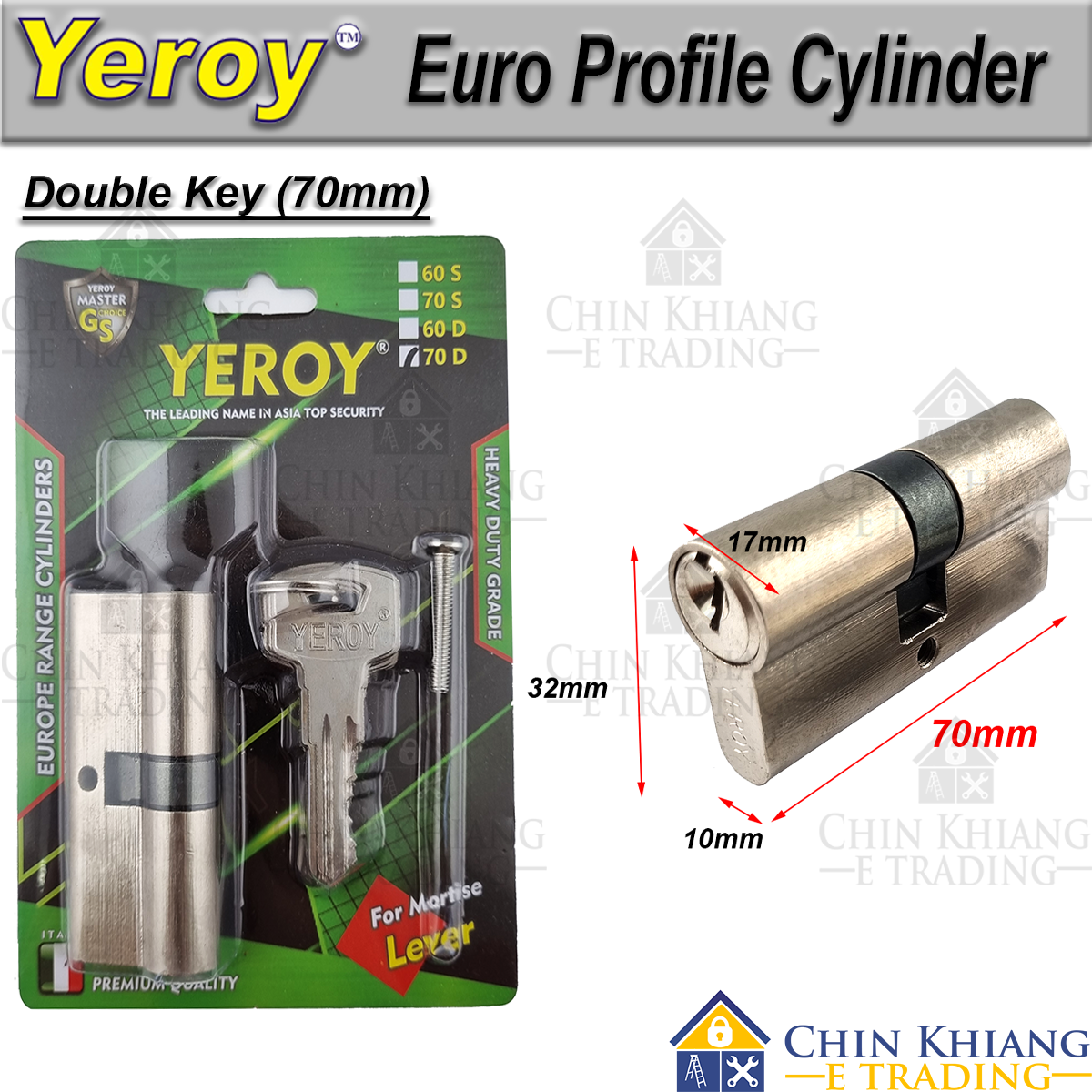 Yeroy Euro Profile Cylinder Lock Brass Single Thumbturn | Double Key ...
