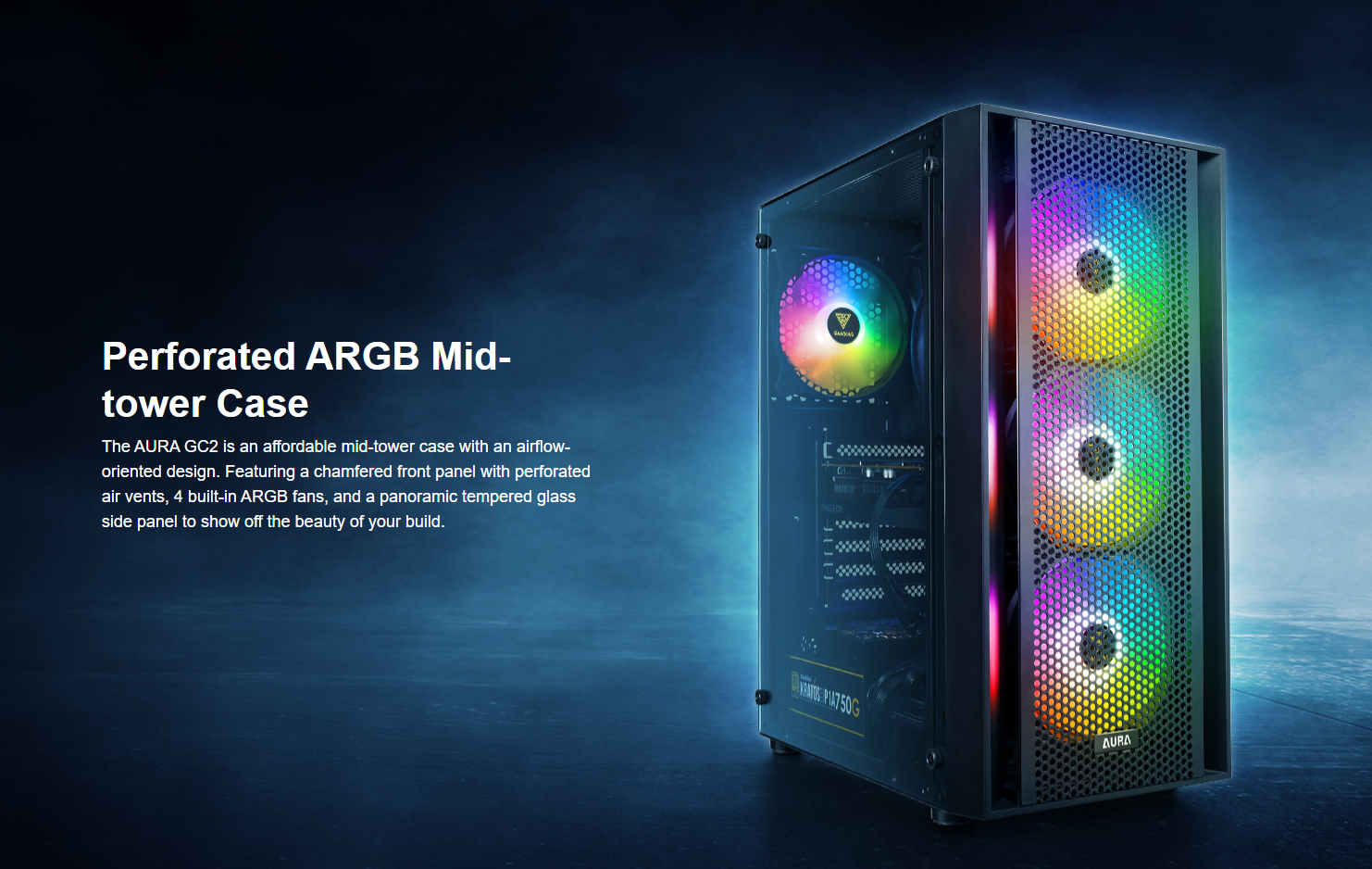 GAMDIAS AURA GC2 Perforated ARGB Tempered Glass Mid Tower (ATX) Gaming ...