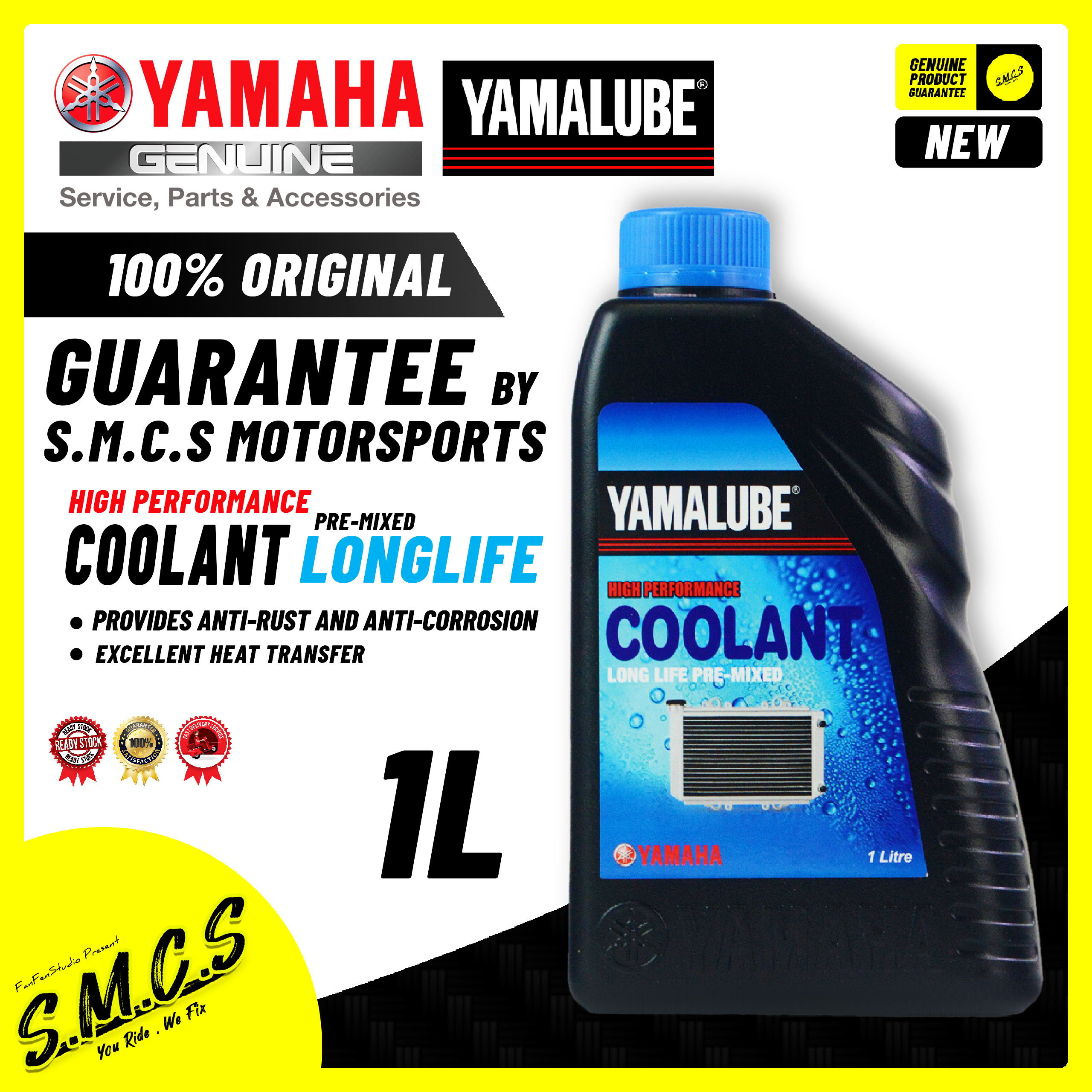 YAMALUBE COOLANT LONG LIFE PRE-MIXED (1L) Antifreeze READY TO USE ...