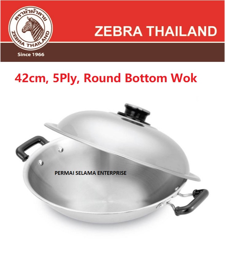 泰国斑马牌 Zebra Thailand 42cm 5 Ply Chinese Wok or With Lid 176241 176241WL ...