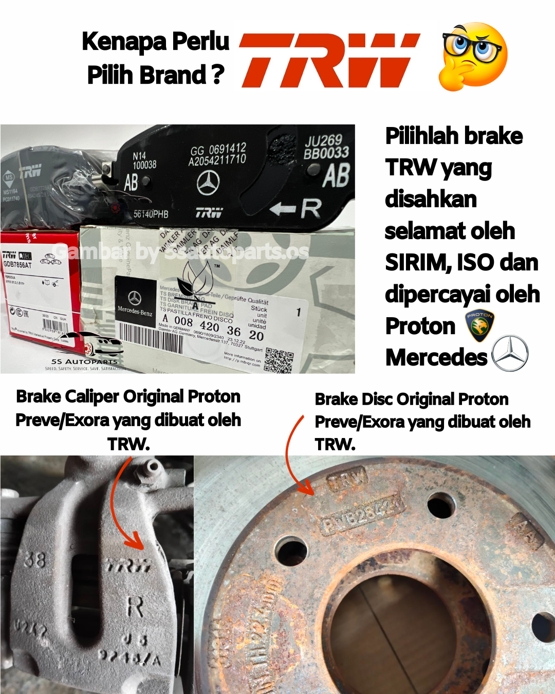 TRW Toyota Vios NCP93, NCP150 G/S/TRD Spec Rear (Belakang) Disc Rotor ...