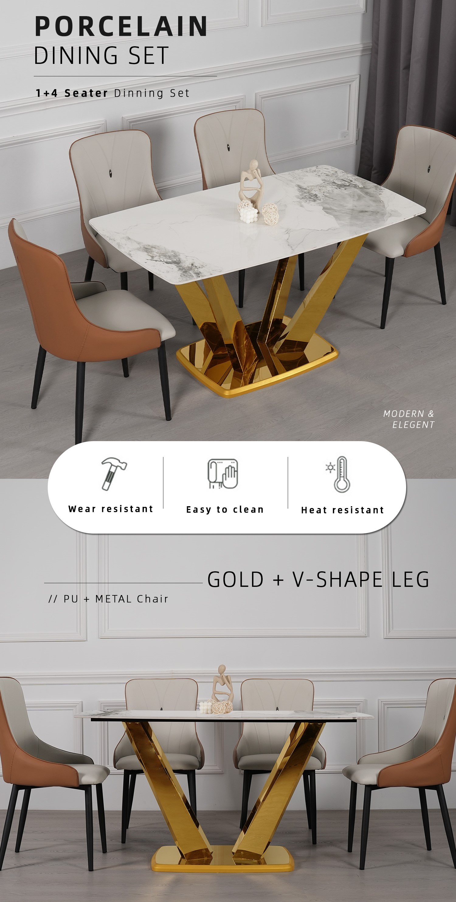 [FREE Shipping & FREE Installation] KitchenZ 4/6 Seater Porcelain Table ...