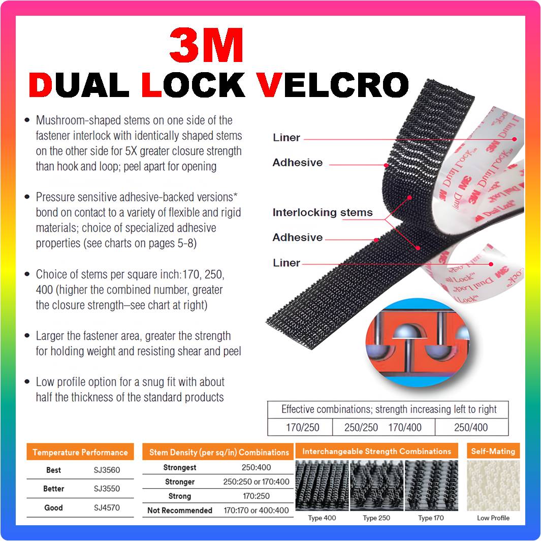 (Pre-Cut) 3M SJ3550 SJ3551 SJ3560 Dual Lock Heavy Duty Velcro Tape ...