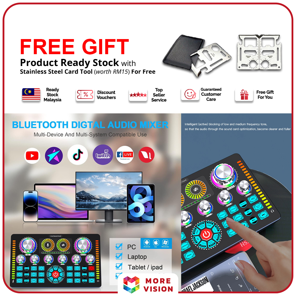 Q7 Live Sound Card Mixer Streamer HIFI Record Sing Noise Reduction ...
