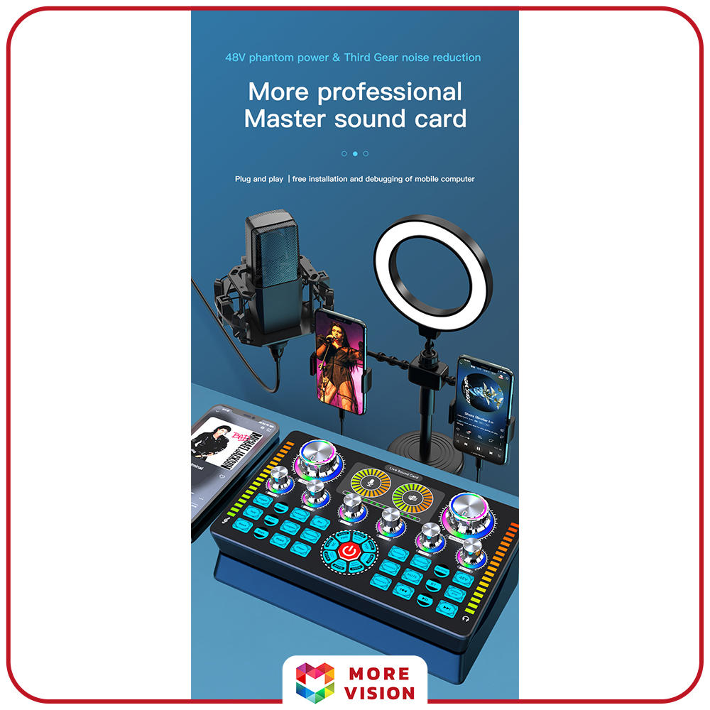 Q7 Live Sound Card Mixer Streamer HIFI Record Sing Noise Reduction ...
