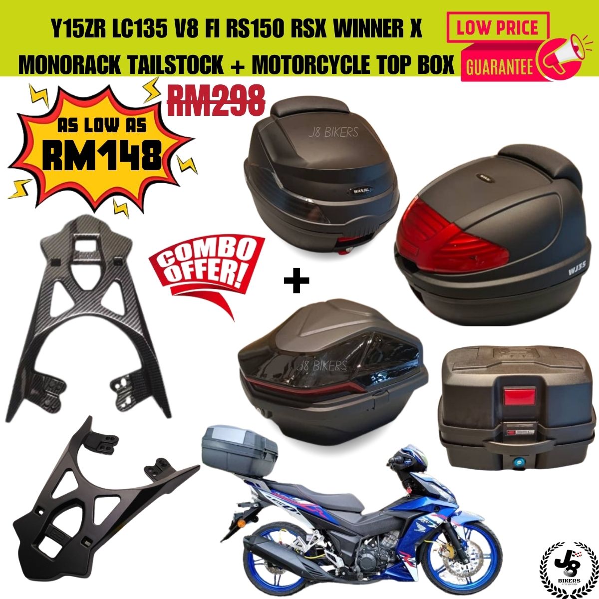 YAMAHA Y15ZR LC135 V8 FI & HONDA RS150 RSX WINNER X Carrier Rack TAIL ...