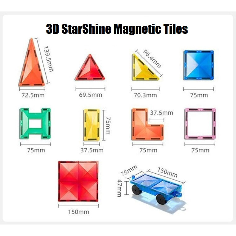 100pc/120pcs Magnet Building Colourful Window Tiles/Starshine Magnetic ...