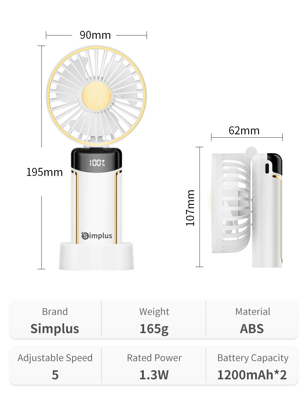 Simplus Multi-functional Portable Mini USB Cooling Fan | Rechargeable ...