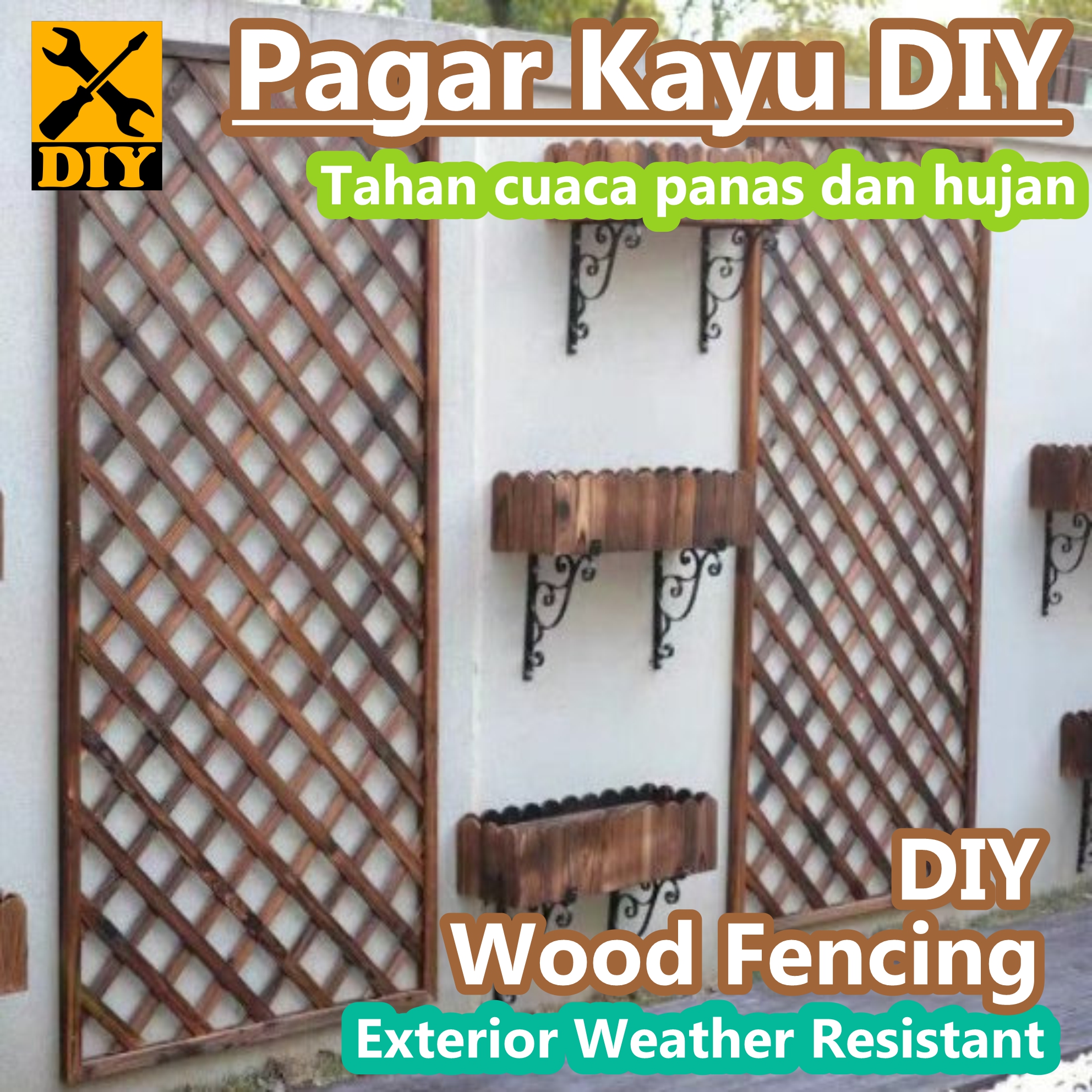 Pagar Kayu Wood Fencing XNet 180/200cm Outdoor Quality Wood Partition ...