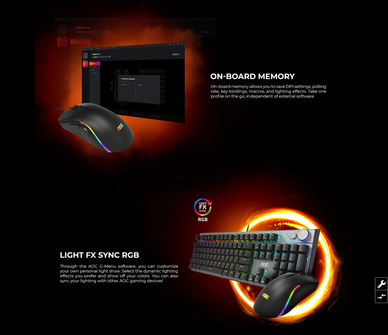 AOC GM310 WIRED GAMING MOUSE WITH 7 PROGRAMMABLE BUTTONS, LIGHT FX SYNC ...