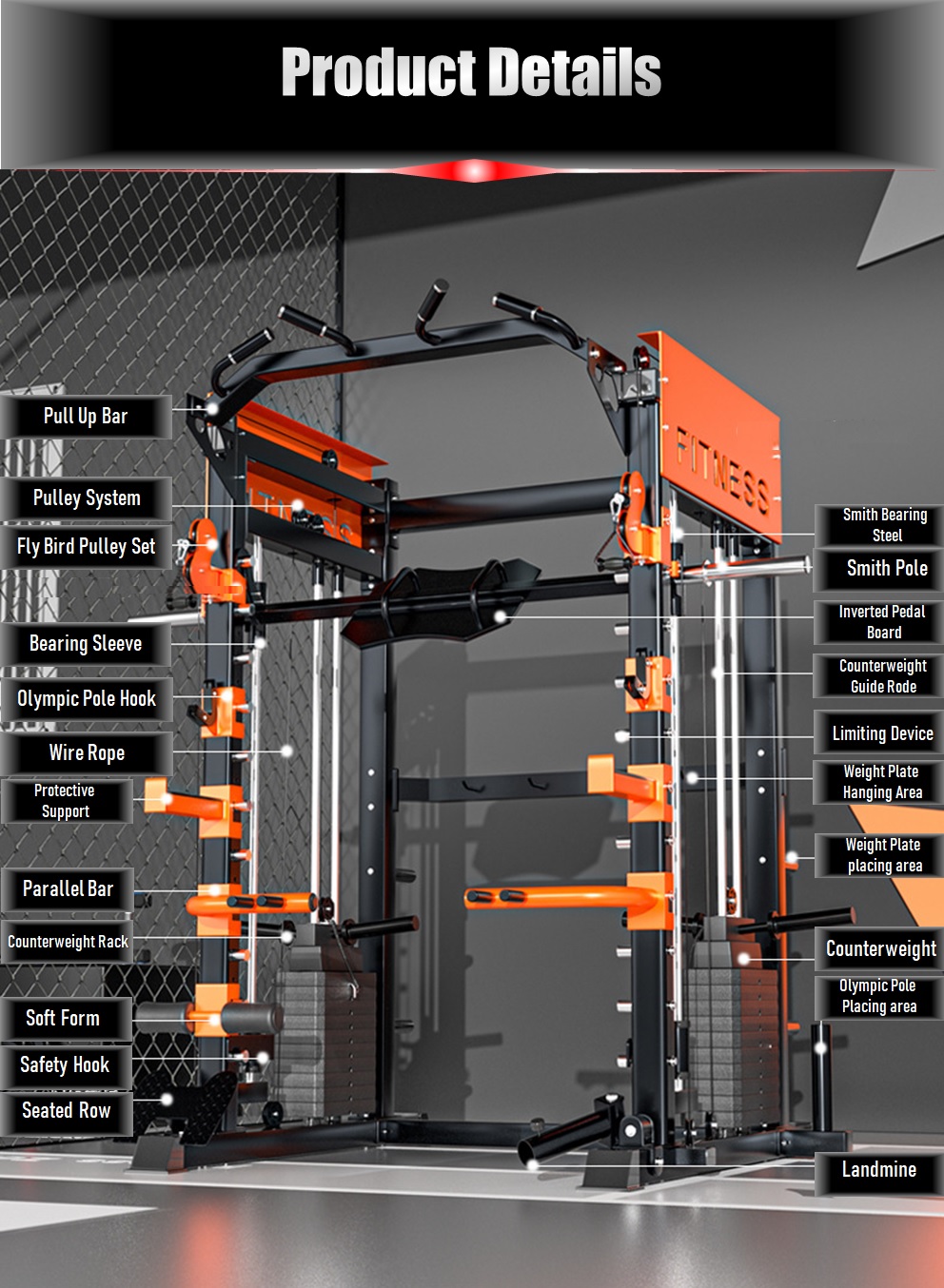 ADSPorts JL-Z4 Commercial Grade Multi-function Smith Machine ...