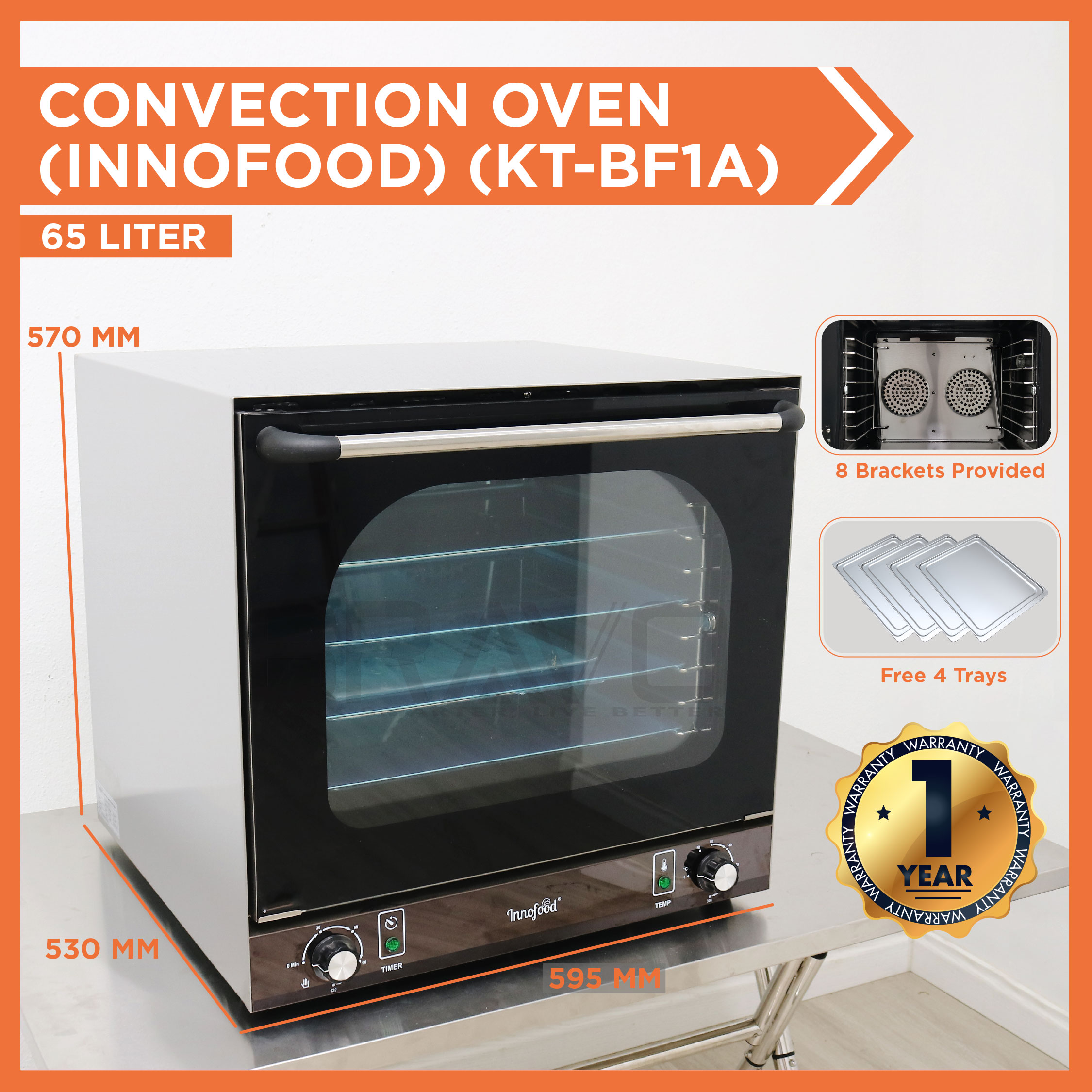 Innofood KT-BF1A Convection Oven With 4 Tray and 8 Layers Bracket ...