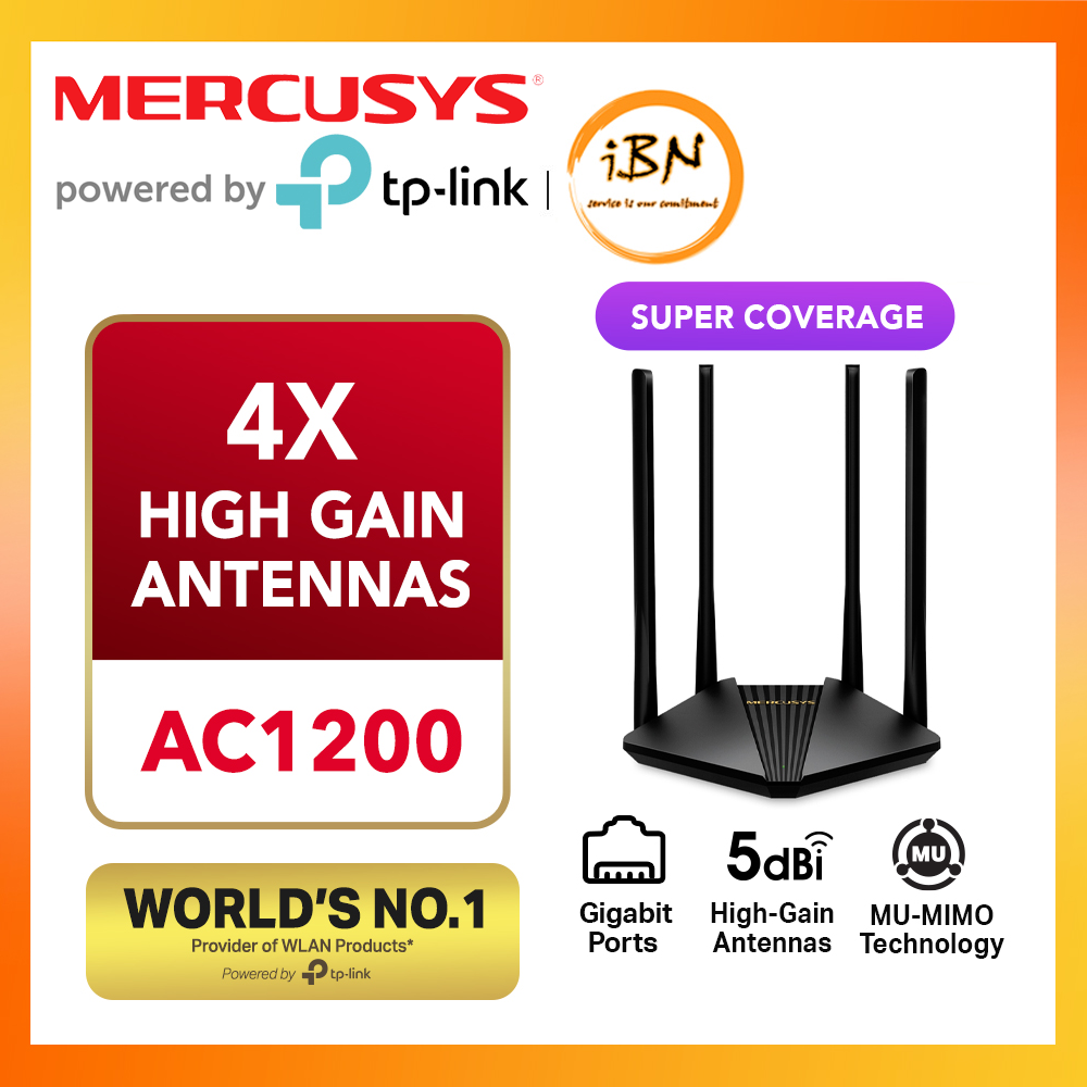 Mercusys Easymesh AC1200 Gigabit 4× High-Gain Antennas Dual Band ...