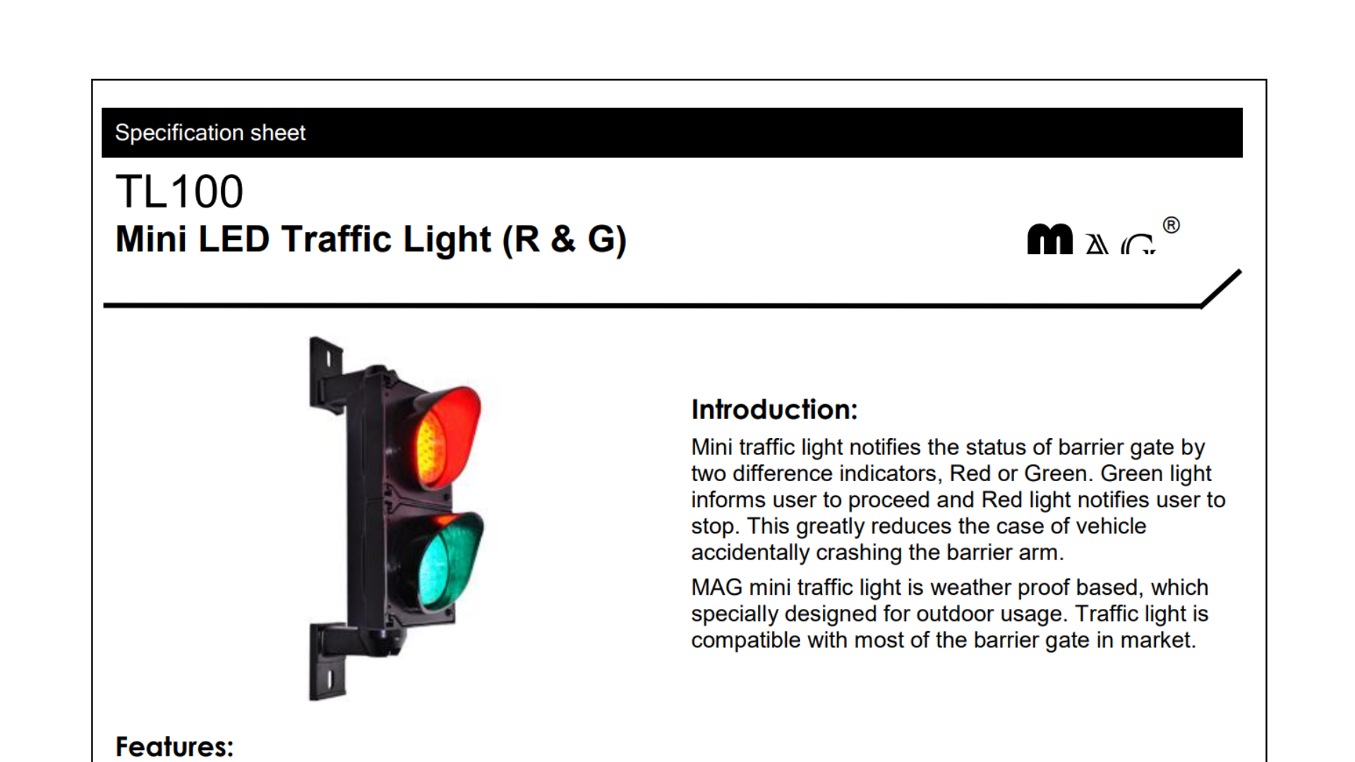 MAG Two Way Traffic Light 220VAC Red Green Signal for Barrier Gate ...