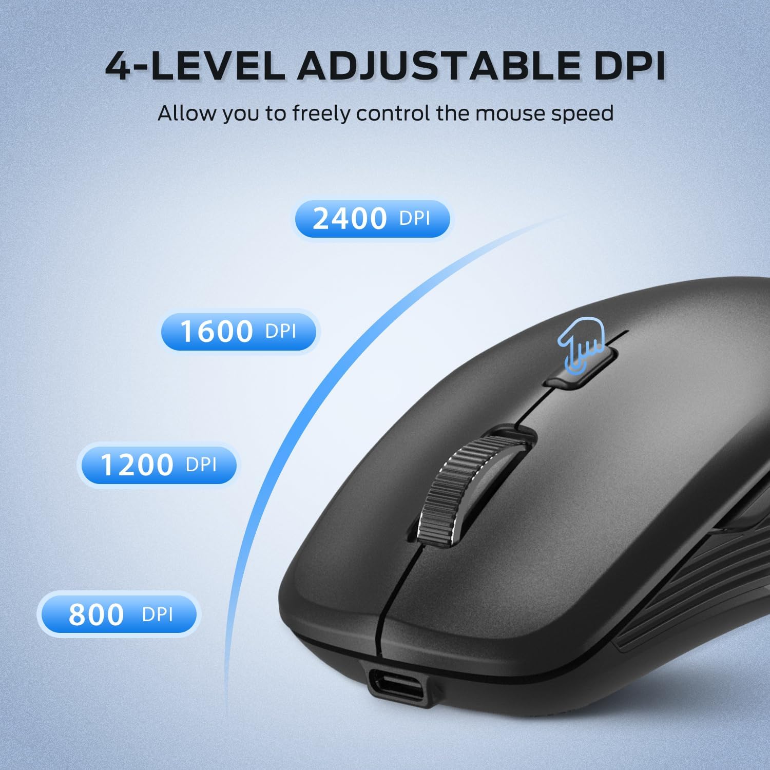 iClever MD179 Wireless Bluetooth Mouse, Dual Mode, Rechargeable Mouse ...