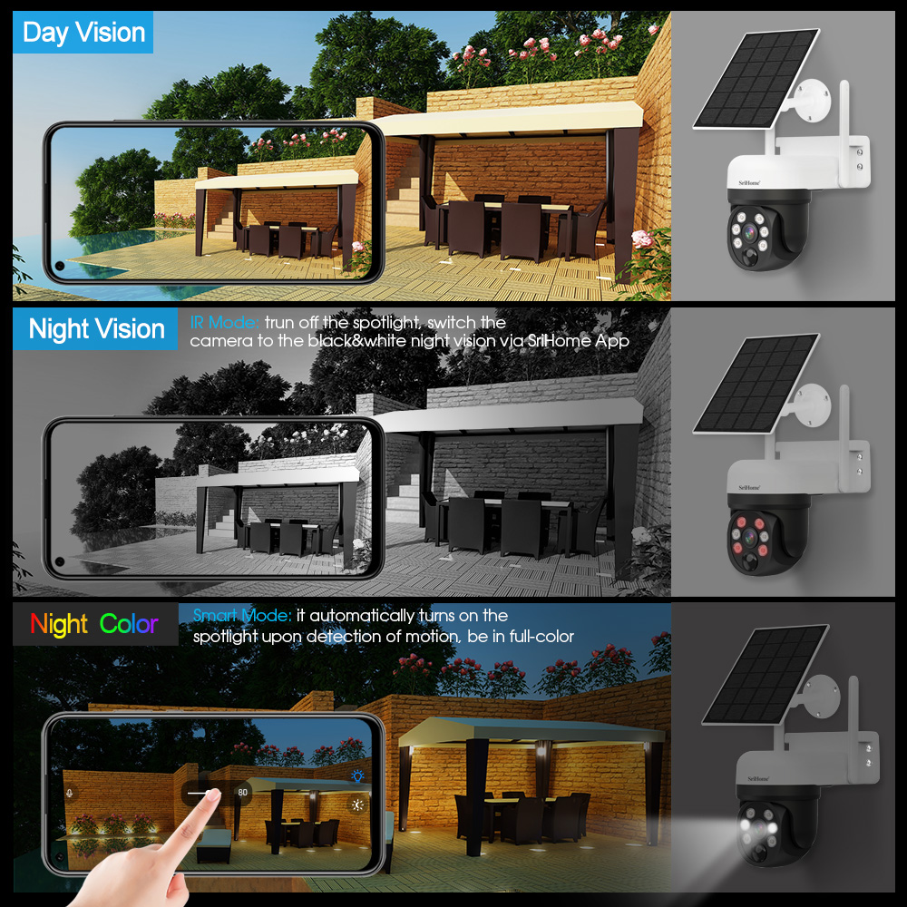 4MP Solar CCTV Security Camera – SriHome DH006 2K WiFi Wireless Outdoor ...