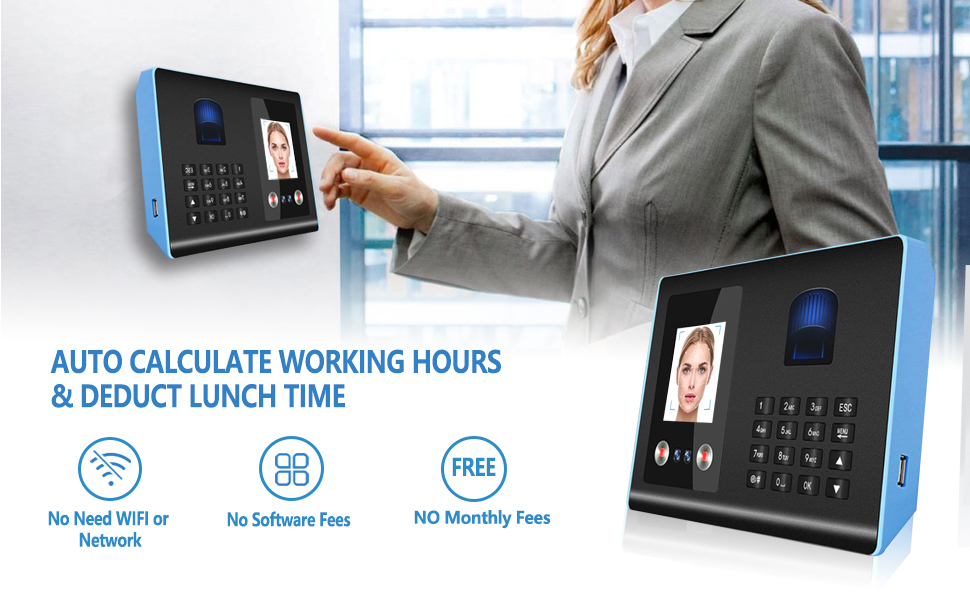 Facial & Thumbprint Attendance Machine Mesin Punch Card System 指纹打卡机 ...