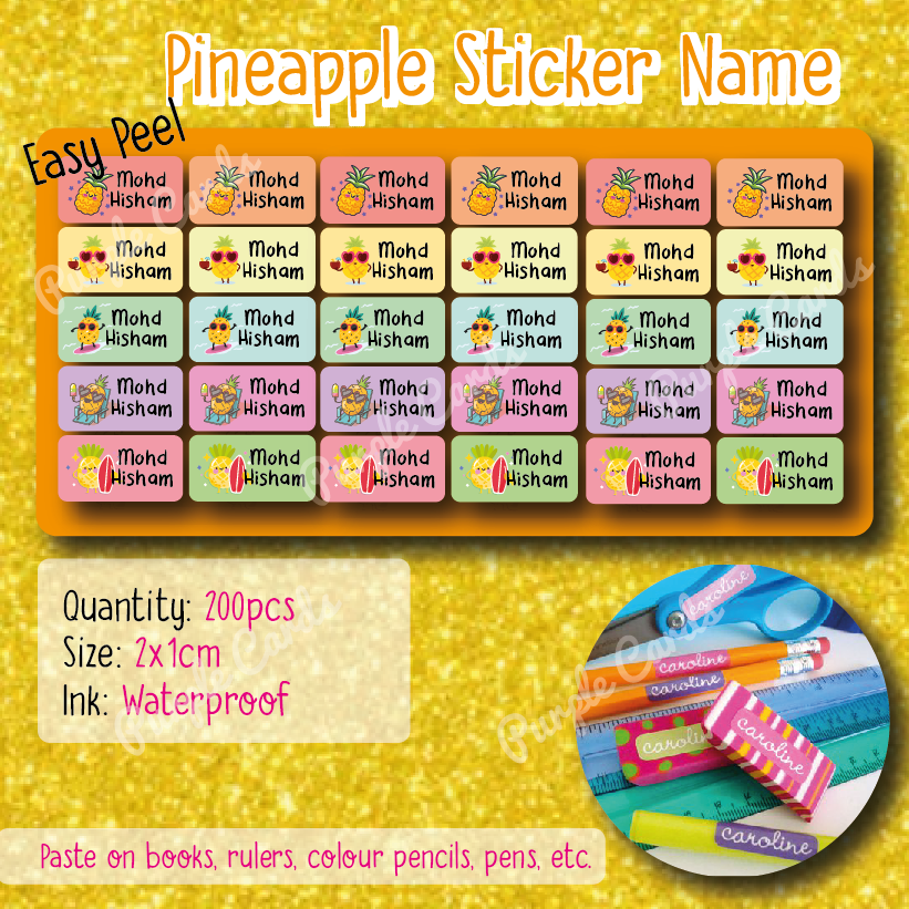 Sticker Nama 1X2cm 200pcs/ Sticker Name Label / Cartoon Sticker ...