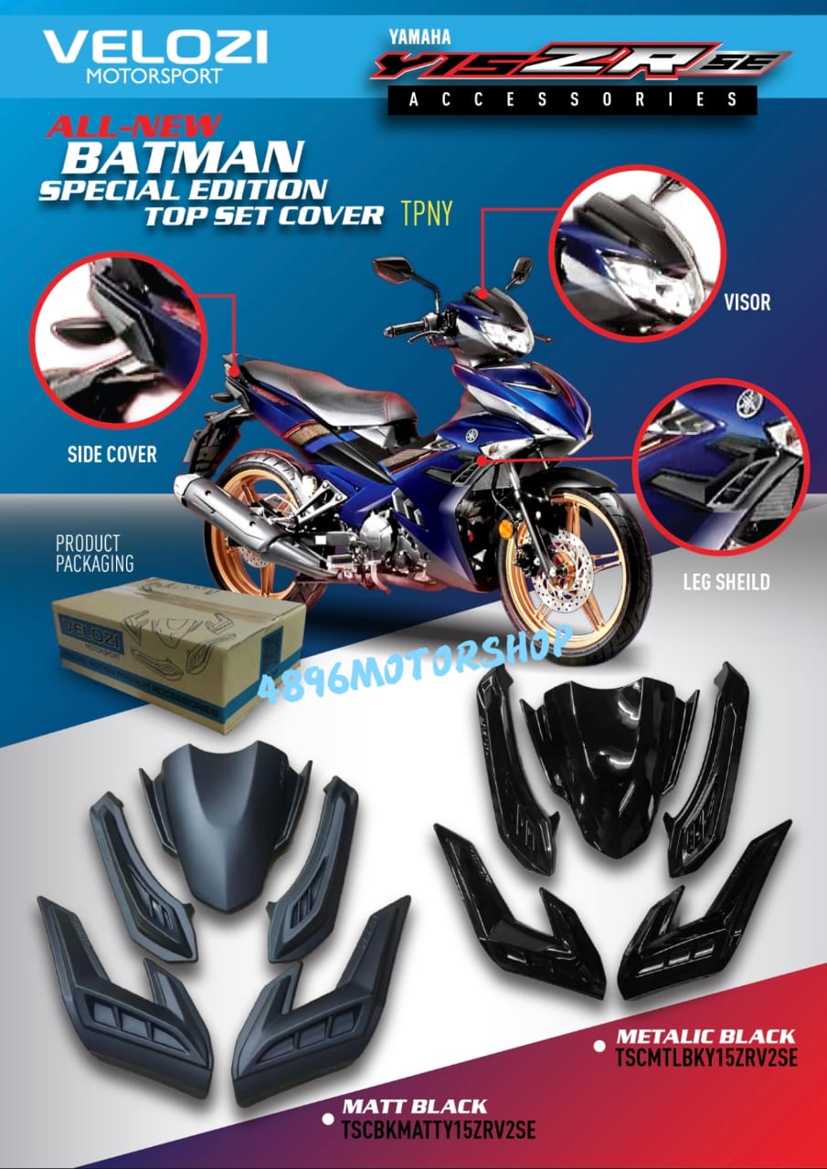 VELOZI SPECIAL EDITION BATMAN VISOR TOP SET COVER YAMAHA Y15ZR Y15 V2 ...