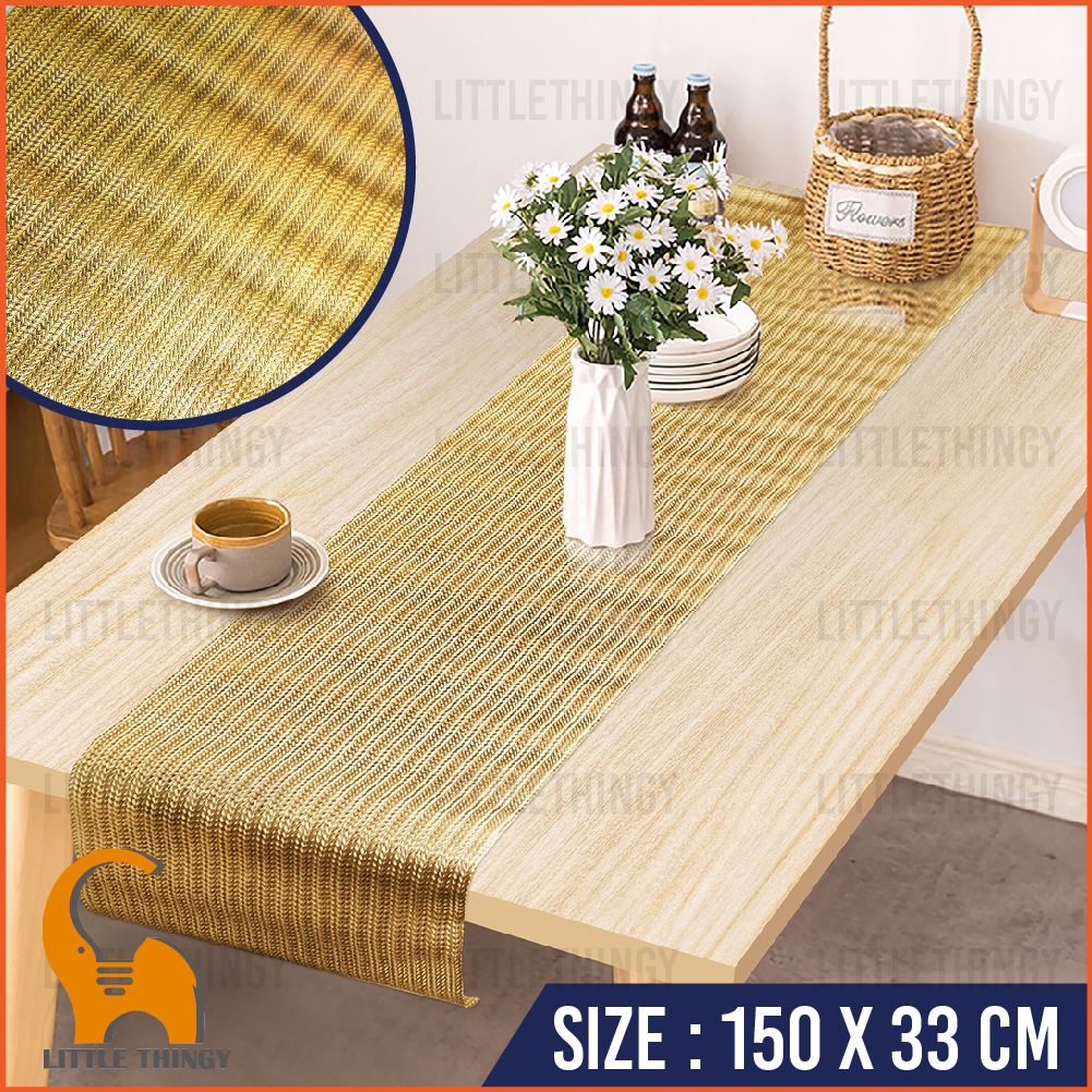 Lapik Meja Makan 4/6/8 Kerusi Panjang Gold Table Runner PVC Placemat ...