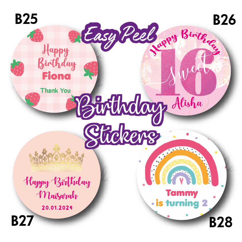 Birthday Sticker / Thank You Sticker Label Printing / Hari Jadi ...