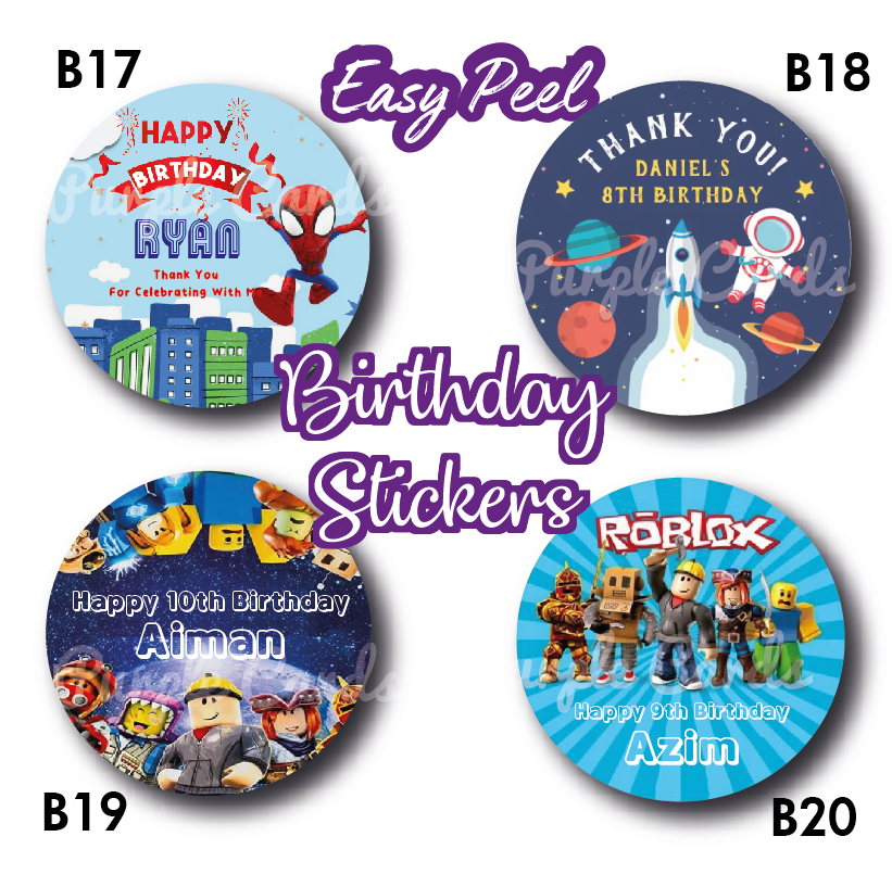 Birthday Sticker / Thank You Sticker Label Printing / Hari Jadi ...