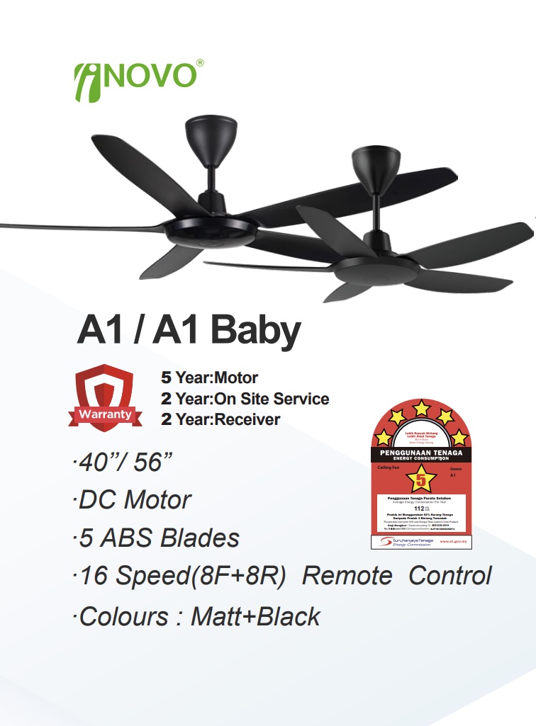 Inovo A1 / A1 Baby 56"/40" Ceiling Fan DC Motor Remote Control Kipas ...