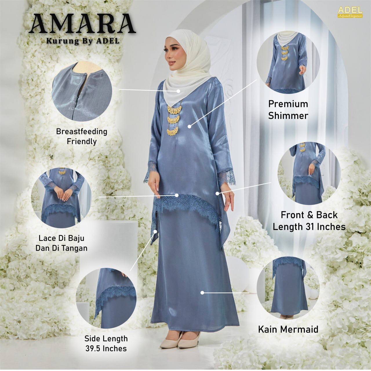 AMARA(PLUSSIZE) Baju raya plus size 2024 viral Premium Satin Shimmer ...