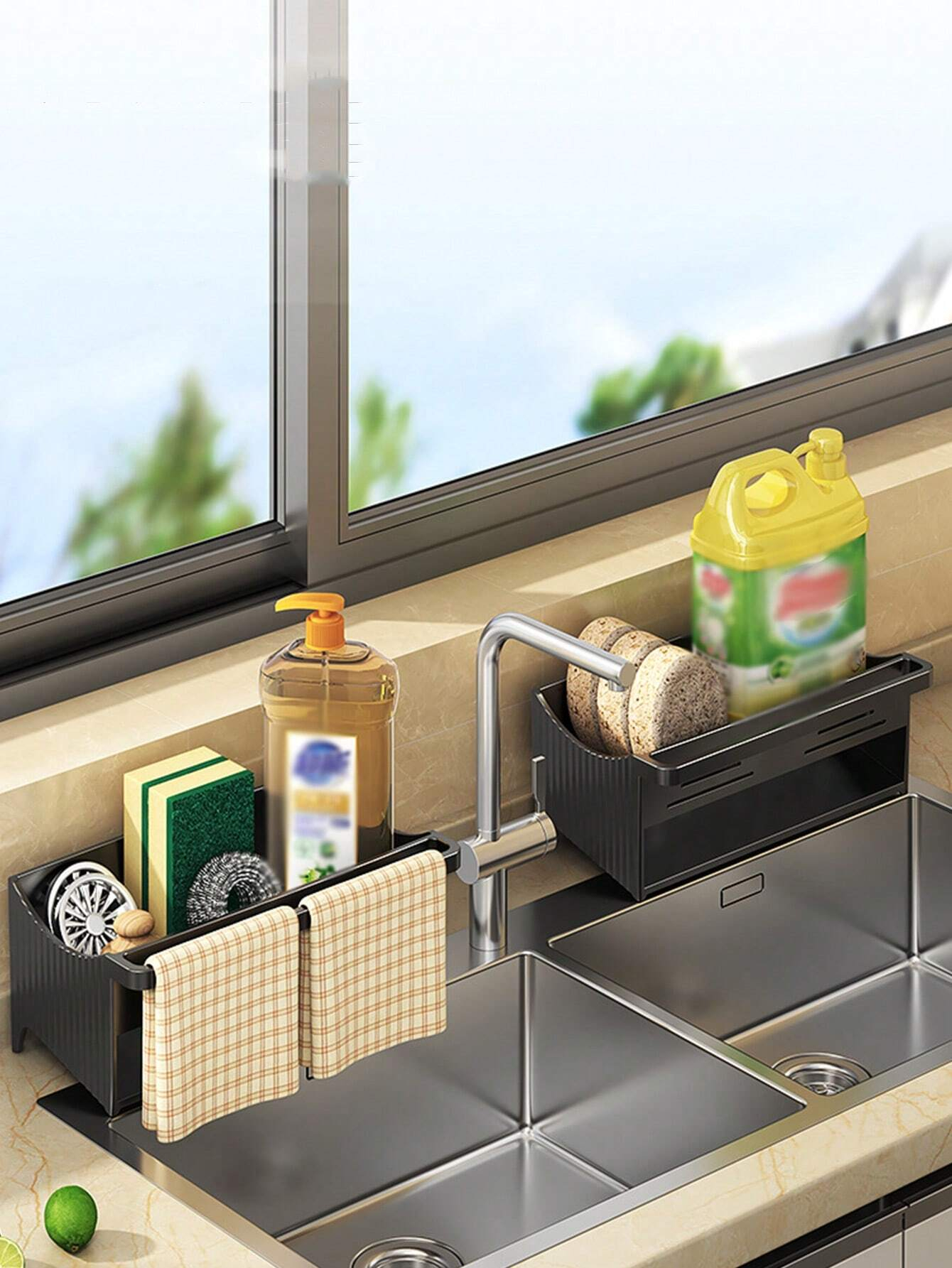 Tradlux ABS Desk Kitchen Sink Storage Sponge Rack Sponge Shelf Shampoo ...