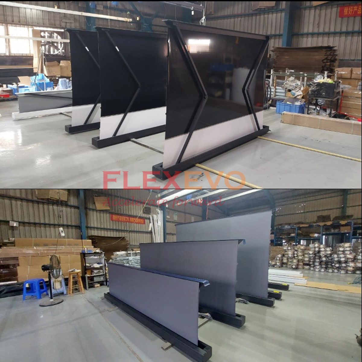 Motorised Tab Tension Floor Raising Electric Screen with PET ALR Black ...
