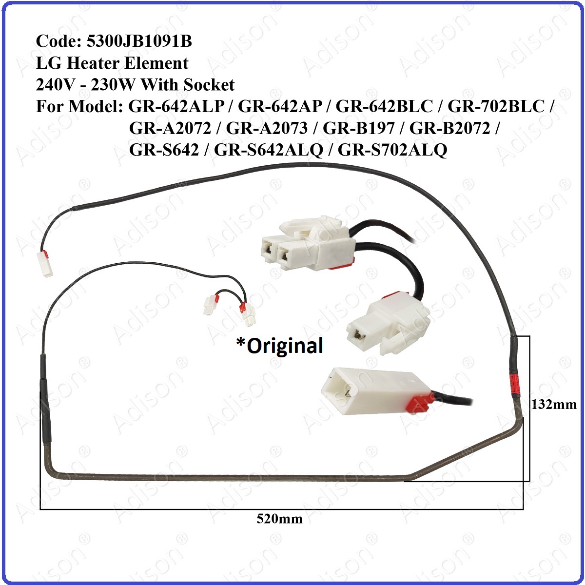 LG FRIDGE DEFROST HEATER 240V 230W 5300JB1091B Original | Shopee Malaysia
