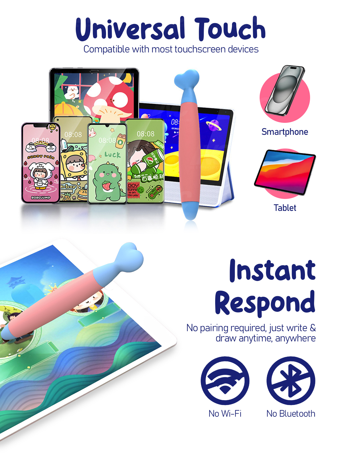 Kids-Friendly Touch Screen Pen for iPad, Tablet & Smartphone – Soft ...