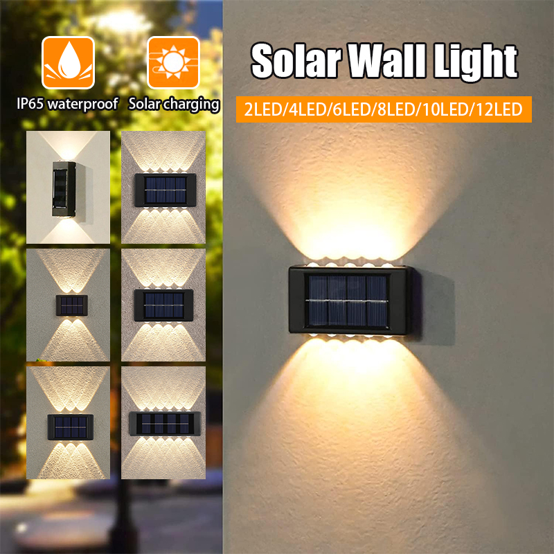 2/6/8/12 LED Solar Light Waterproof Outdoor Wall Light for Courtyard ...