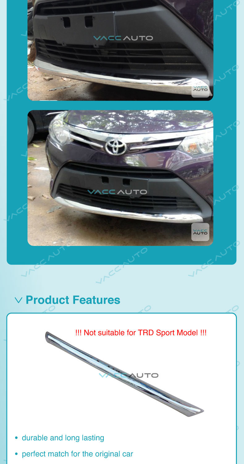 Toyota Vios (3rd Gen) Front Bumper Chrome Lining Front Grille Bumper ...