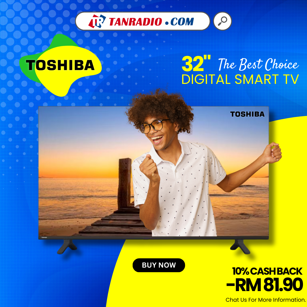 TOSHIBA 32" Smart TV LED TV WiFi/YouTube/MyTV/Netflix/DVB-T2 32V31 | Shopee Malaysia