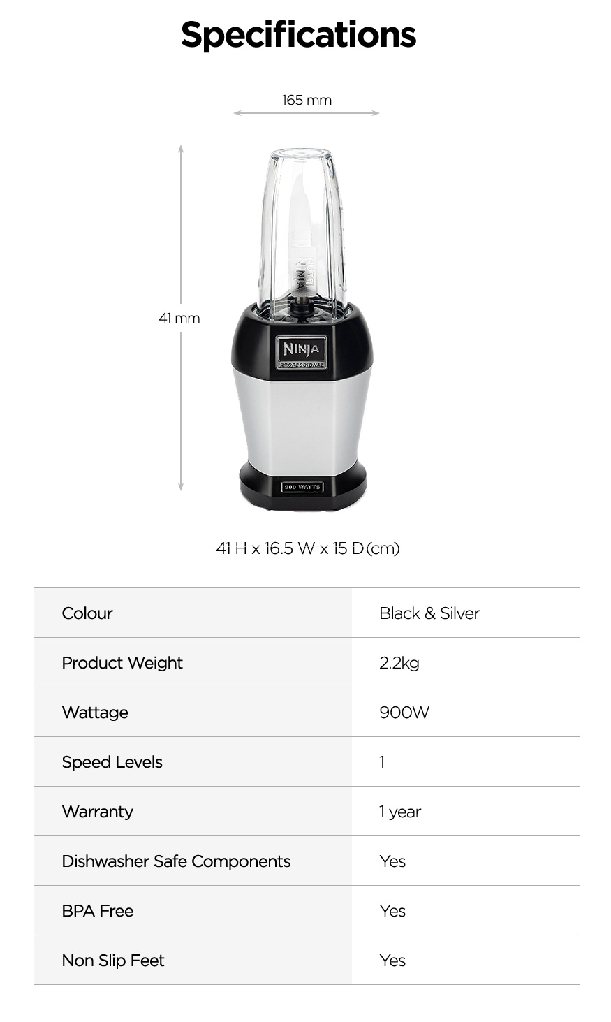 Ninja Personal Blender,Pro-Extractor Blades,2 On the Go Cups,500ml ...