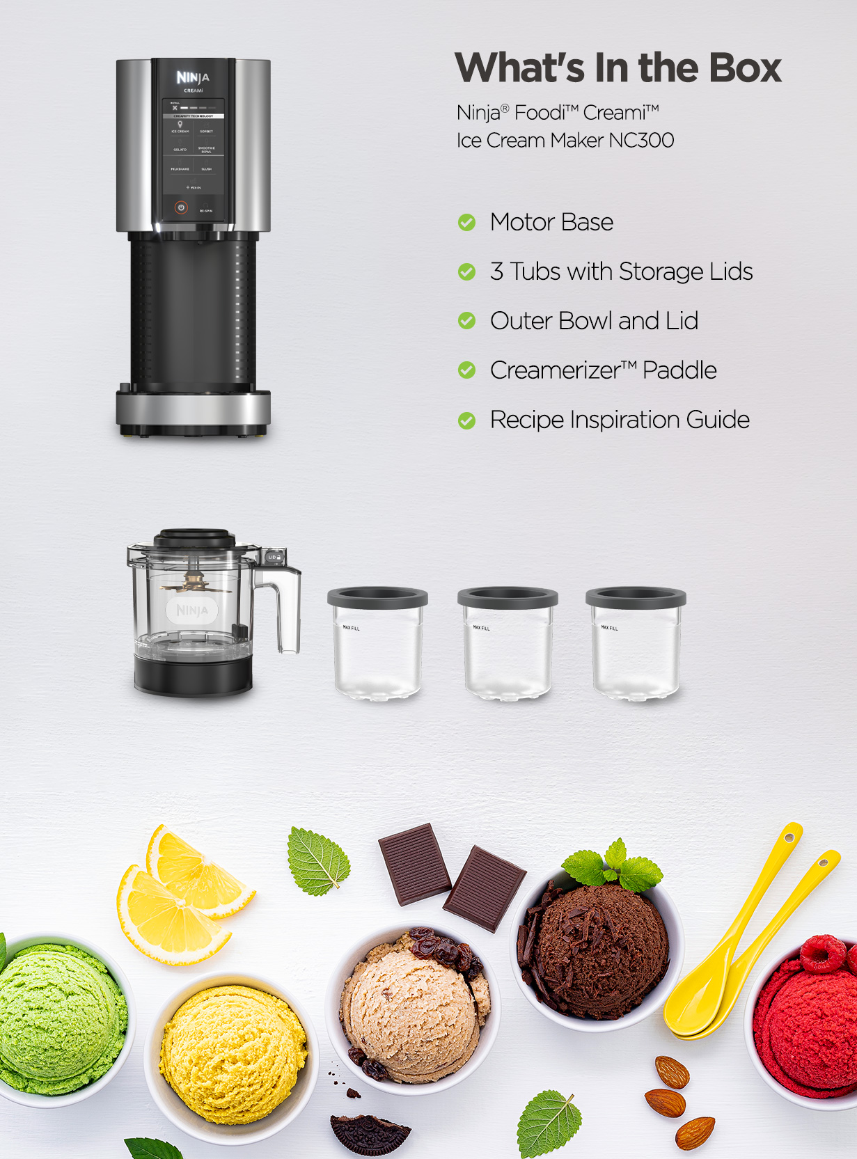 Ninja CREAMi Ice Cream & Dessert Maker, 3 Tubs, 7 Programs: Gelato ...