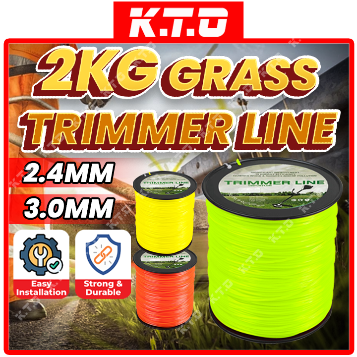 1 Roll Square Nylon 2.4mm / 3.0mm Grass Trimmer Line String 2kg / Tali ...