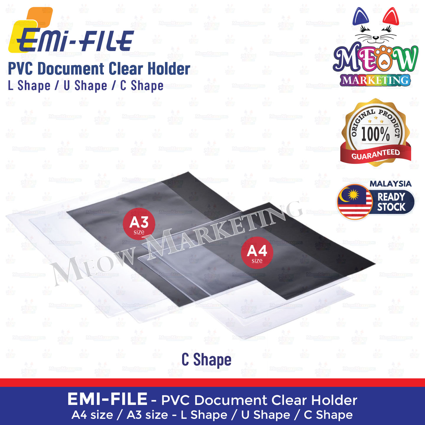 EMI File PVC Document Clear Holder A4 / A3 - L Shape File / U Shape ...