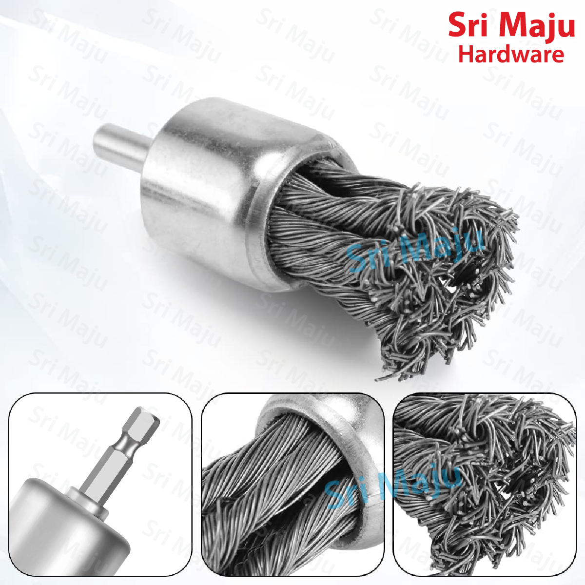 MAJU 6mm Shank Wire Brush Wheel Kit Burr Grinding Head Rotary Tool Hand ...