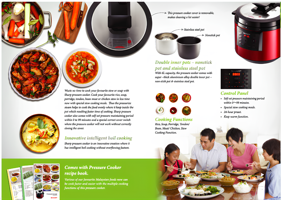 Sharp Pressure Cooker Multi Cooker Rice Cooker Food Steamer 6L Periuk ...