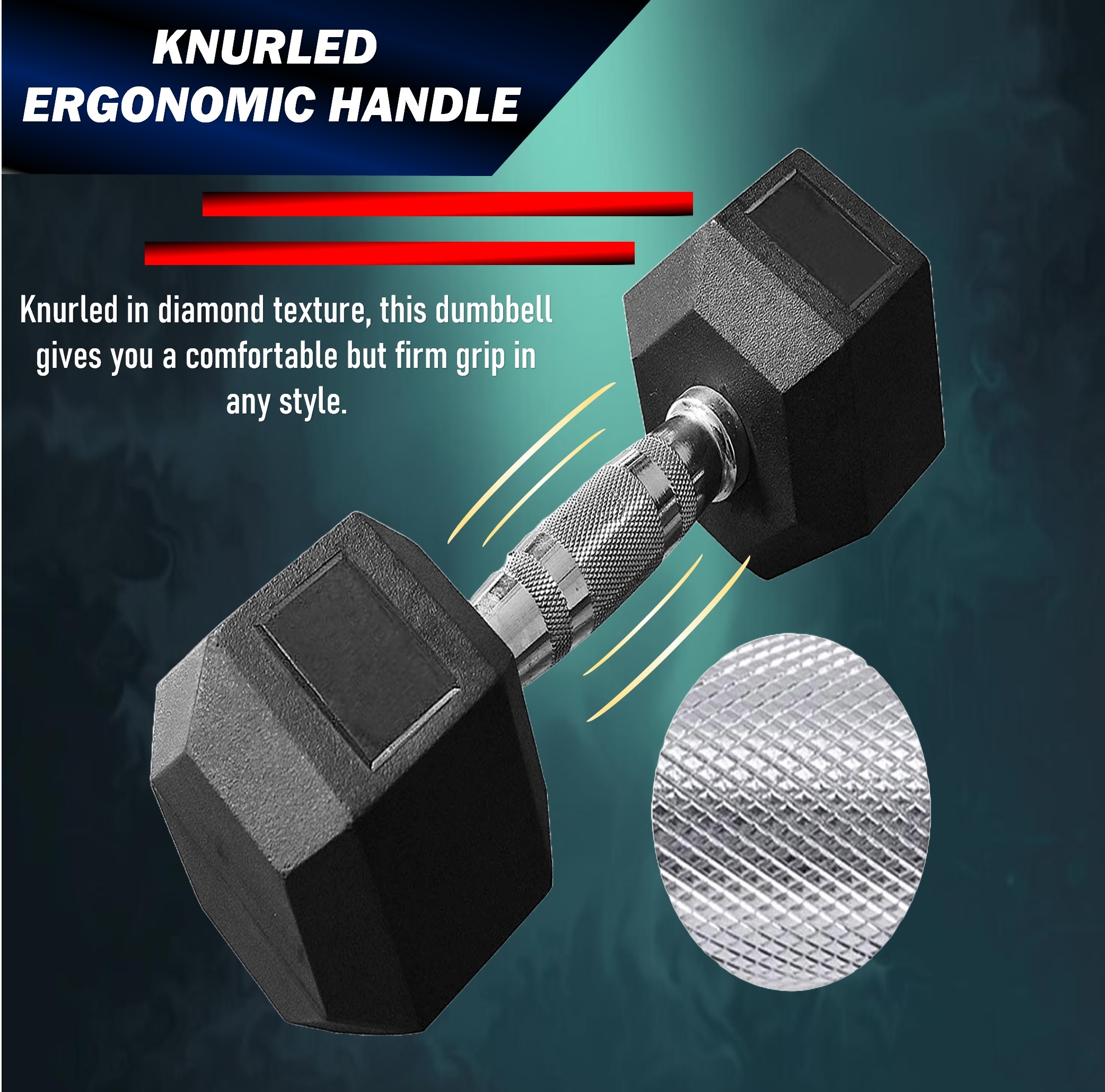 ADSports Commercial Grade 1 Unit 2.5/5/7.5/10/12.5kg Hexagon Dumbbell Rubber Coated With Iron ...