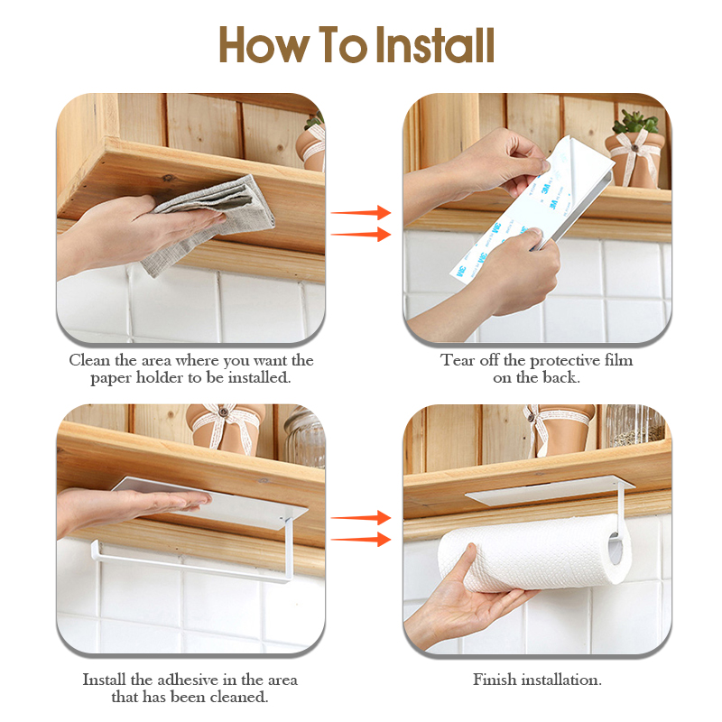 Kitchen Tissue Rack Paper Hanger Rack Holder Portable Carbon Steel ...