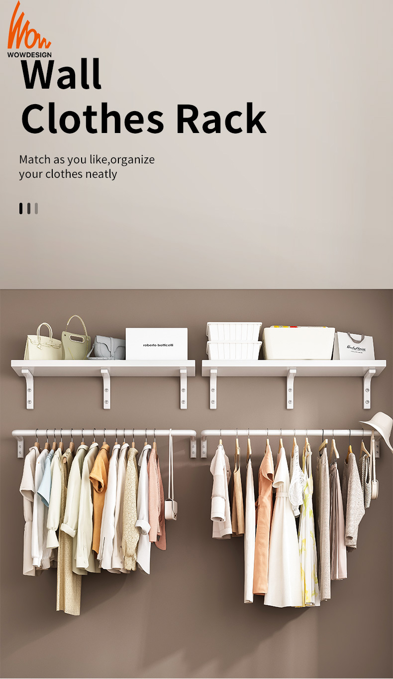 Clothes Bar Clothes Rack 120/100/80/60CM Wall Mounted Clothes Bar Besi ...